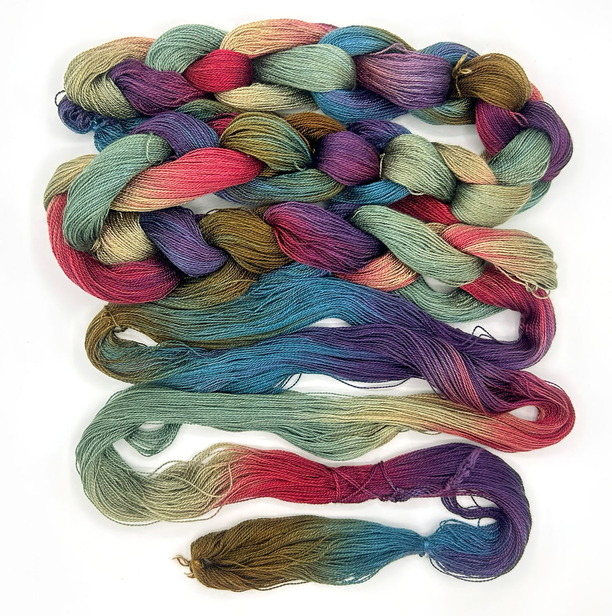 "Kaleidoscope" Small Batch Hand-Painted Tencel™ Warps – Shiny Dime Fibers