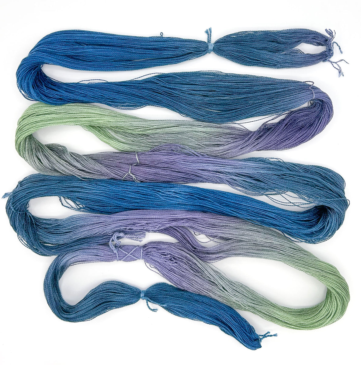 "Bluebell" Small Batch Hand-Painted Tencel™ Warp – Shiny Dime Fibers